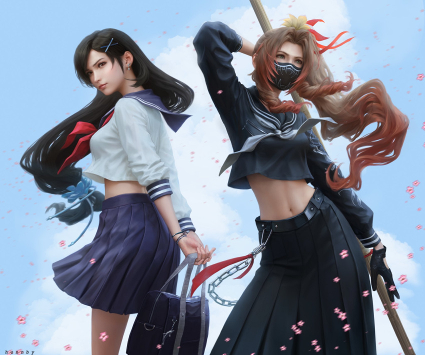 Safebooru - 2girls aerith gainsborough aerith gainsborough (midgard seventh high school) artist ...