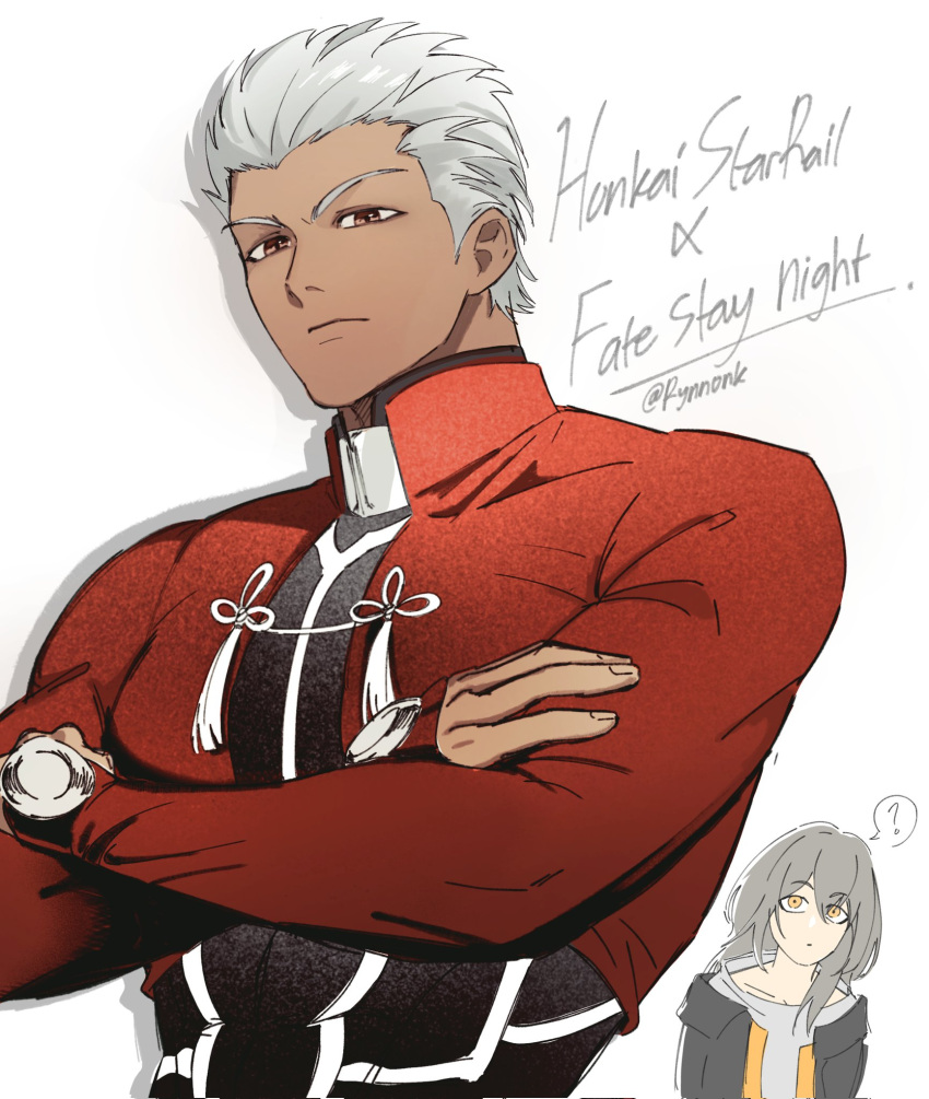 Safebooru - 1boy 1girl archer (fate) armor coat dark-skinned male dark ...