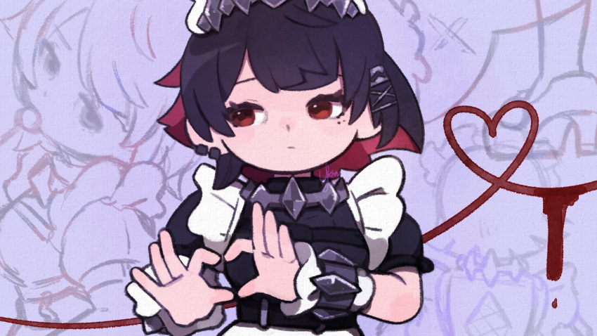 Safebooru - 1girl closed mouth ellen joe heart heart hands highres ...