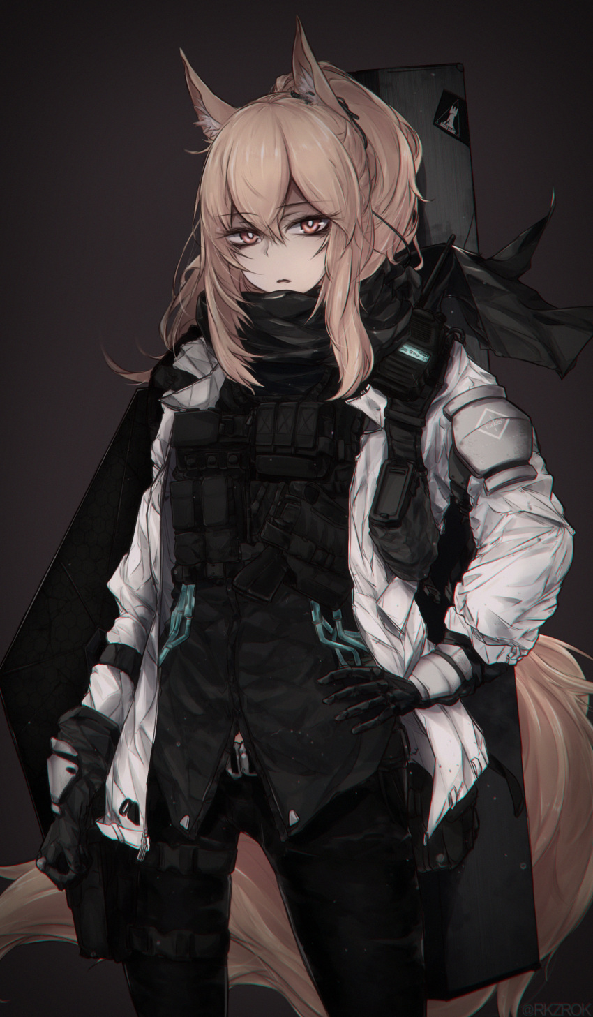 Safebooru - 1girl absurdres animal ears arknights belt black gloves brown hair gloves hair ...