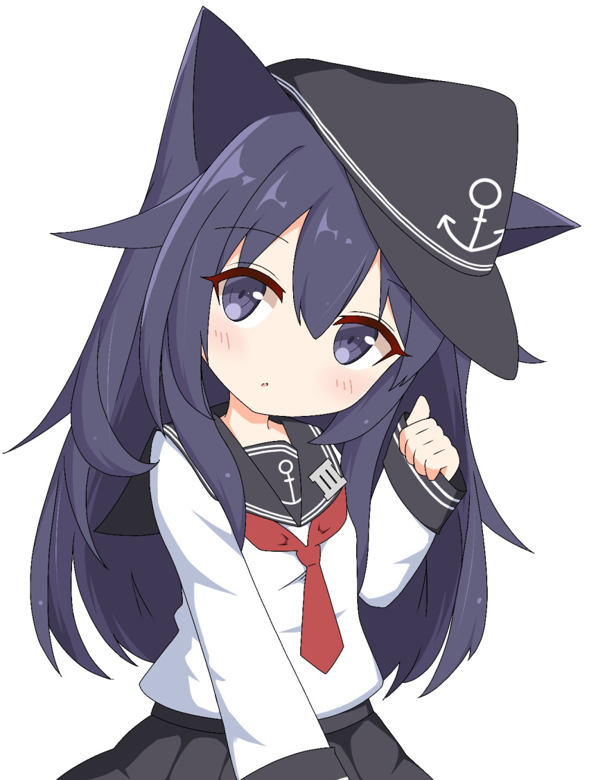 Safebooru - 1girl :o akatsuki (kantai collection) anchor symbol animal ears bangs black headwear ...