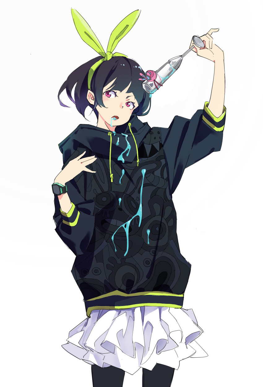 Safebooru - 1girl absurdres arm up bangs black hair black jacket black ...