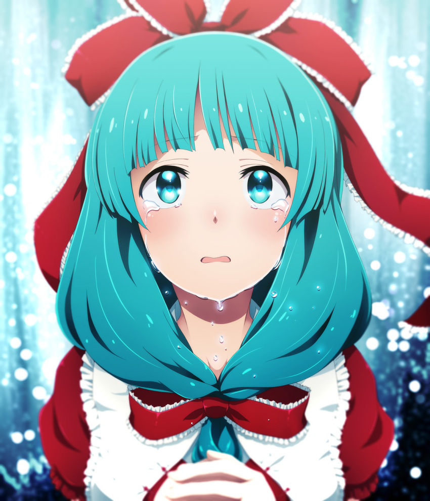 Safebooru - 1girl aqua eyes aqua hair blurry blush commentary request ...