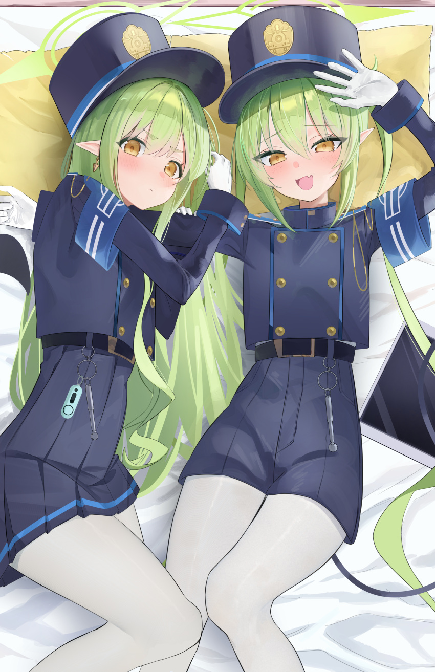 Safebooru - 2girls absurdres armband belt black belt black hat black jacket blue archive blue ...