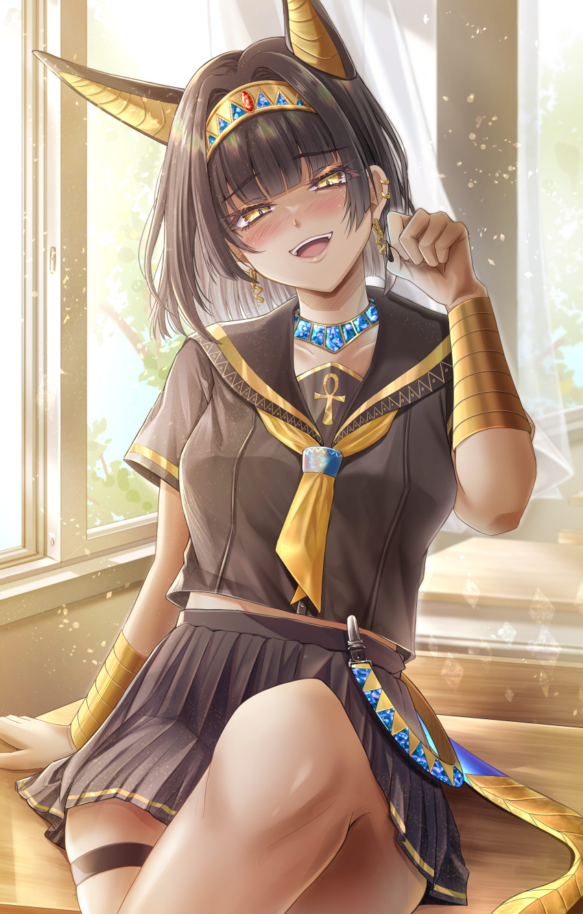 Safebooru - 1girl :d absurdres ancient egyptian animal ears ankh anubis (mythology) anubis ...