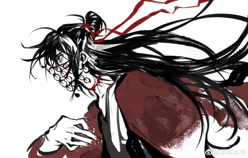 Safebooru - 1boy absurdres bags under eyes black hair black hanfu blood blood on neck chinese ...