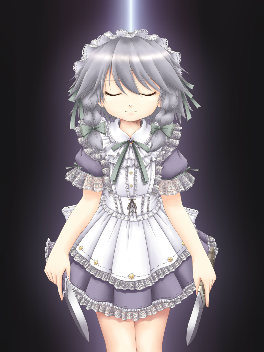 Safebooru - braid closed eyes hairband highres izayoi sakuya kakkou ...