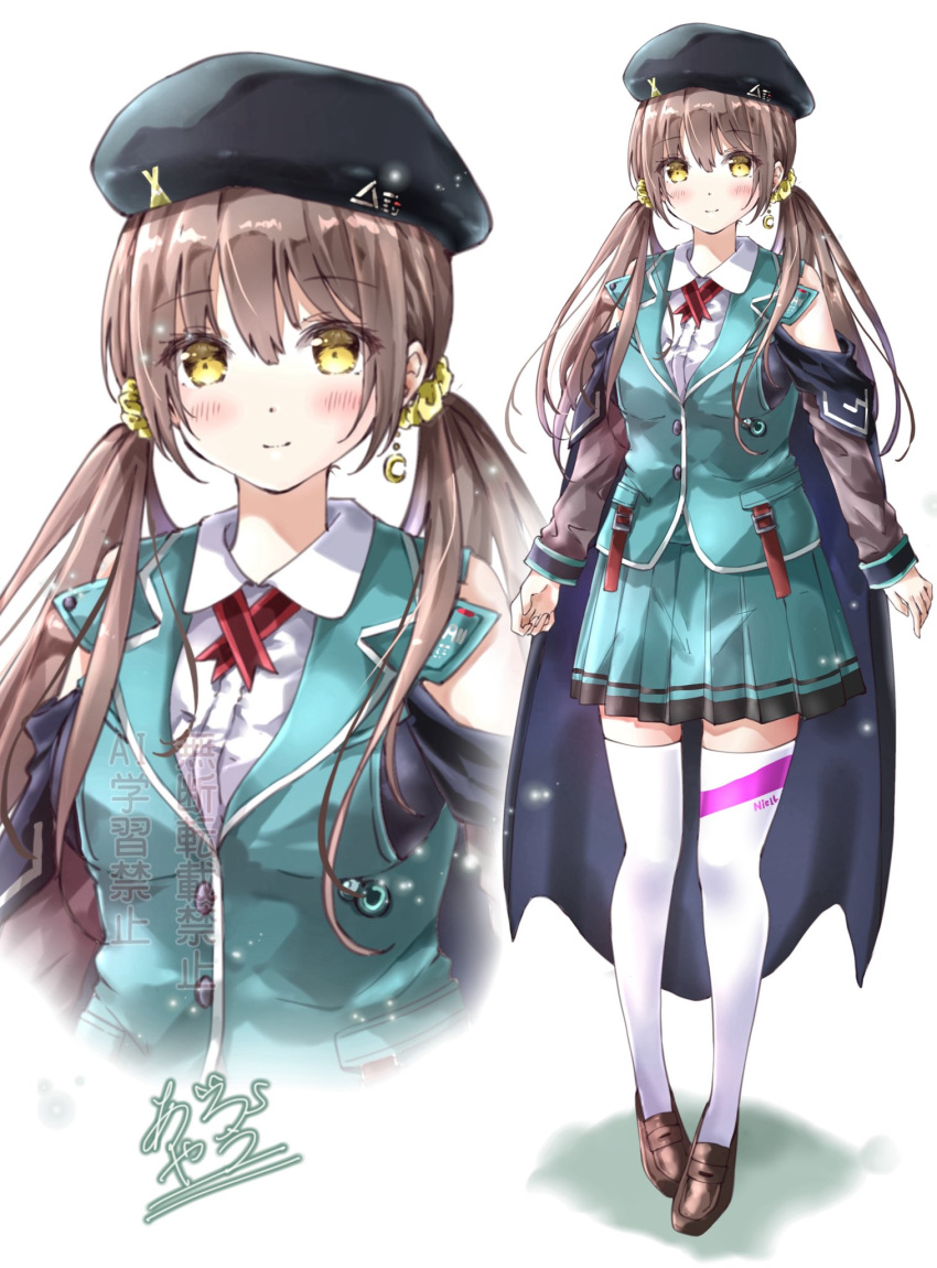 Safebooru - 1girl alternate hairstyle beret breasts brown hair crescent ...