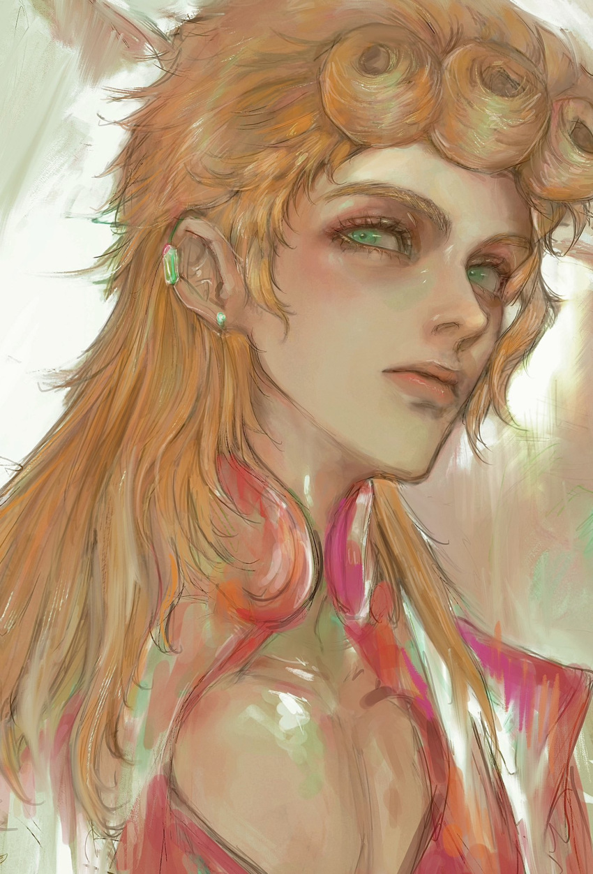 Safebooru - 1boy a io u blonde hair cleavage cutout closed mouth clothing cutout curly hair ...