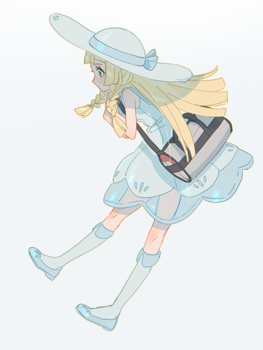 Safebooru - 1girl bag blonde hair blunt bangs blush braid breasts collared dress dress duffel ...
