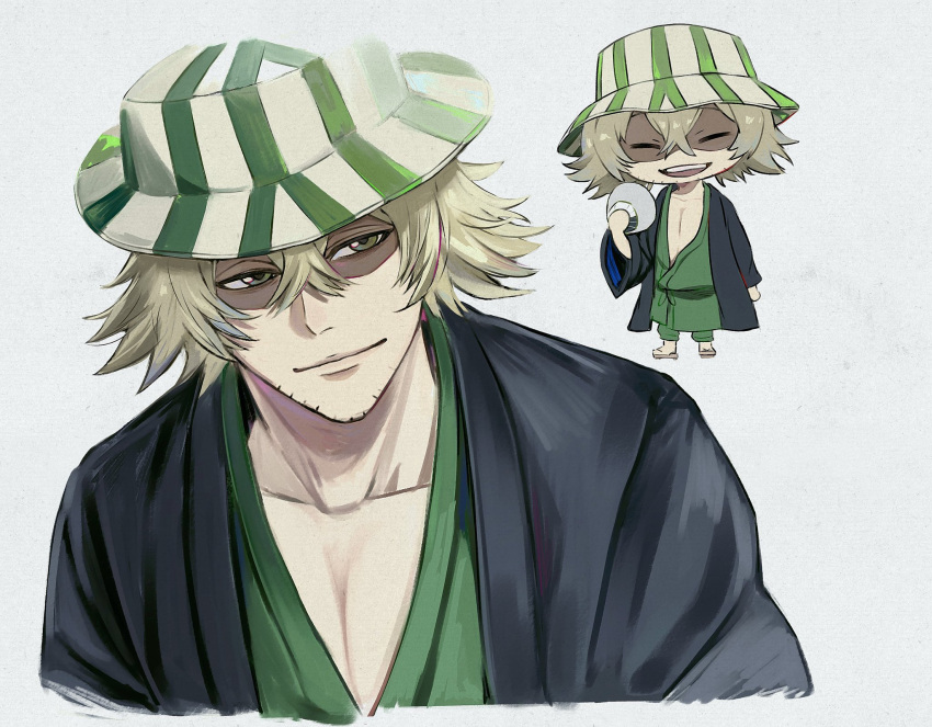 Safebooru - 1boy bleach blonde hair bucket hat chibi closed eyes facial ...