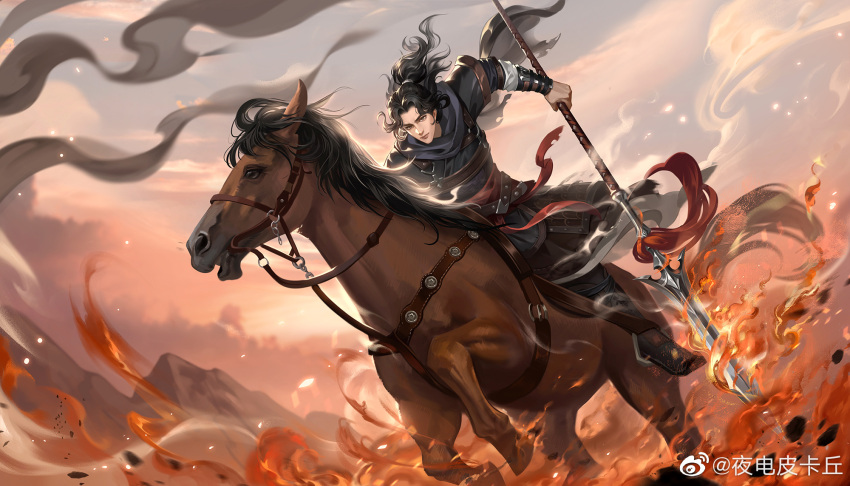 Safebooru - 1boy armor asian black boots black hair black hanfu black ...