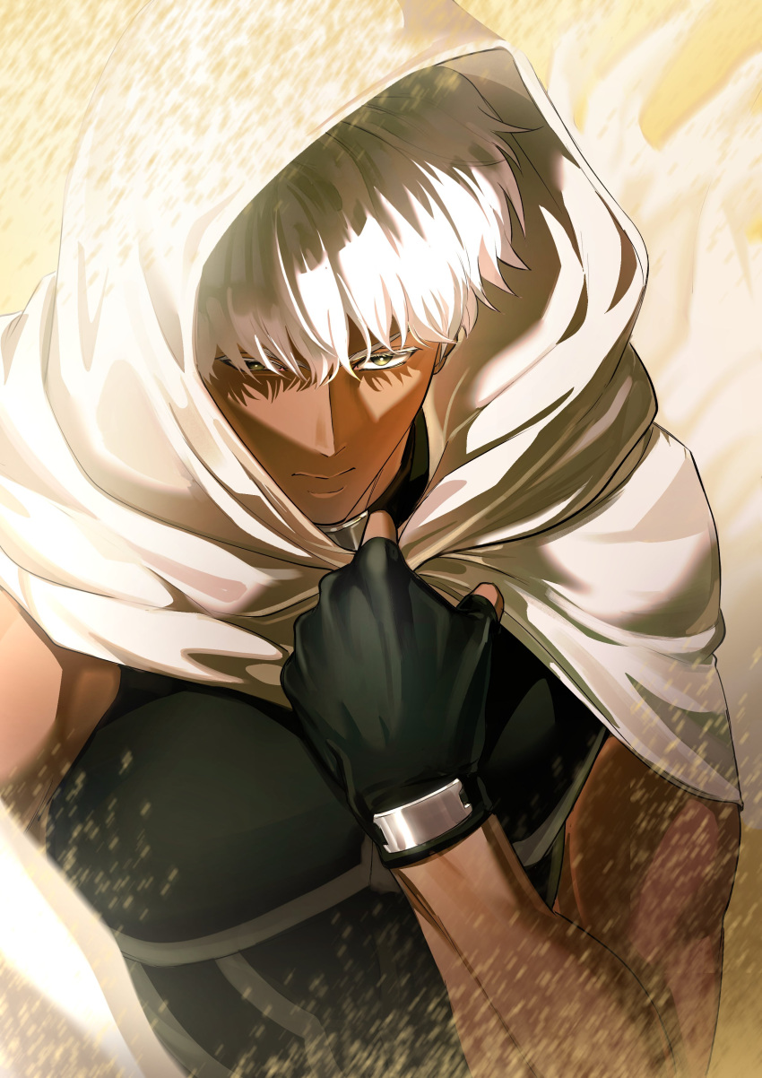 Safebooru - 1boy absurdres archer (fate) armor black gloves cloak dark ...