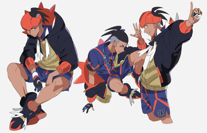 Safebooru - 1boy :d absurdres black hair black hoodie black shoes blue ...