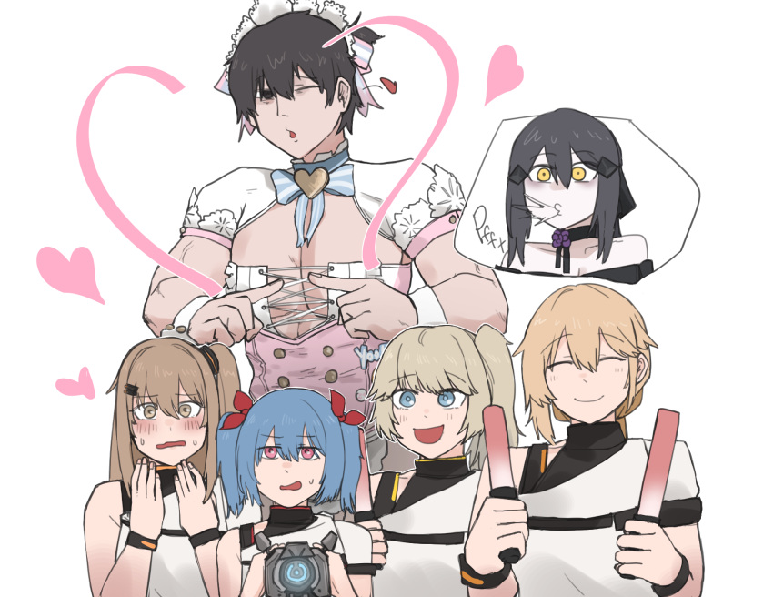 Safebooru - 1boy 5girls black hair blonde hair blue eyes blue hair ...