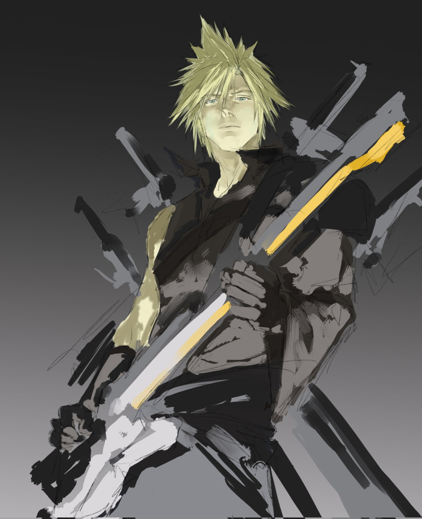 Safebooru - 1boy aqua eyes black gloves black vest blonde hair chest ...