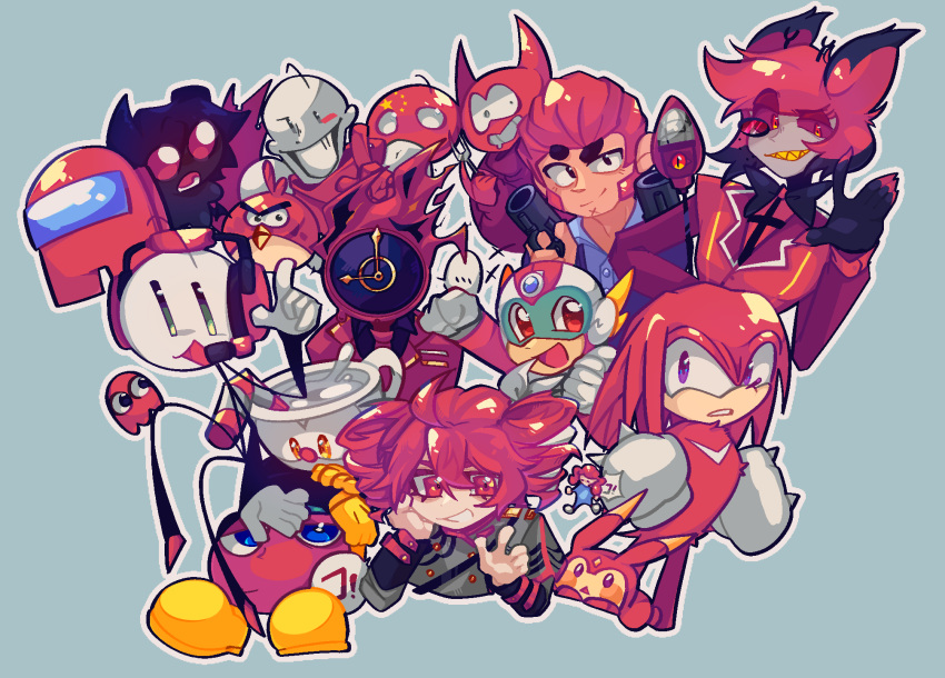 Safebooru - +++ ... 1girl 6+boys :d ahoge alastor (hazbin hotel) among ...