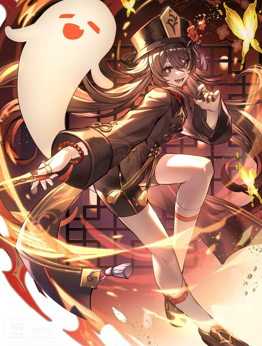 Safebooru - 1girl brown hair brown shoes brown shorts chinese clothes genshin impact ghost ...