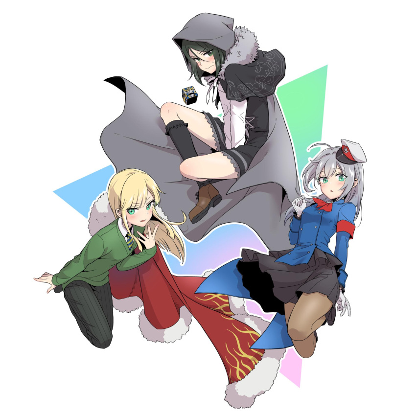 Safebooru - 1boy 2girls add (lord el-melloi ii) ahoge black hair blonde ...