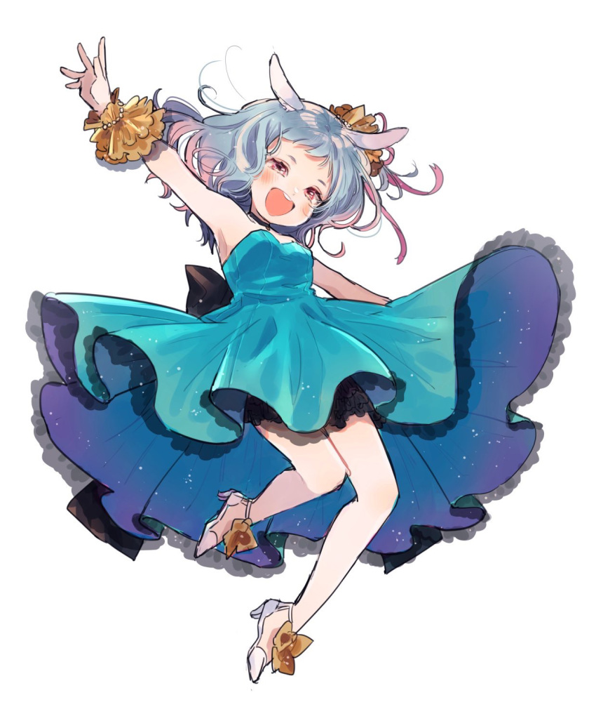 Safebooru - 1girl :d animal ear fluff animal ears arm up bangs bare shoulders black choker blush ...