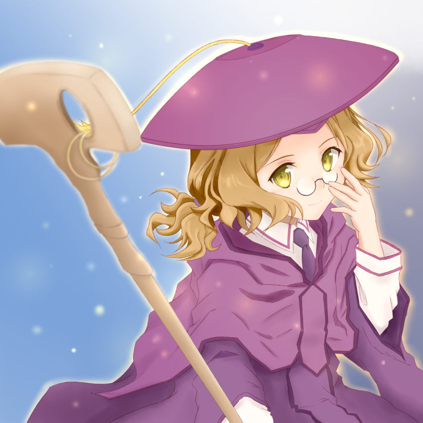 Safebooru - 1girl adjusting eyewear bangs brown eyes brown hair ...