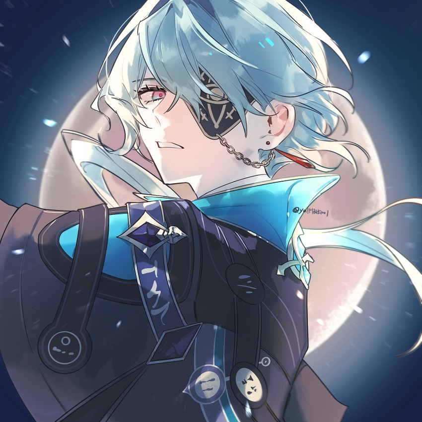 Safebooru - 100513myul 1boy anaxa (honkai: star rail) aqua hair black jacket blue eyes chain ...