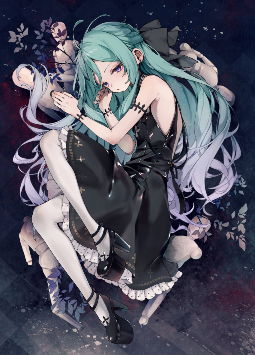 Safebooru - 1girl black dress black nails commentary request dress earrings enomoto nao ...