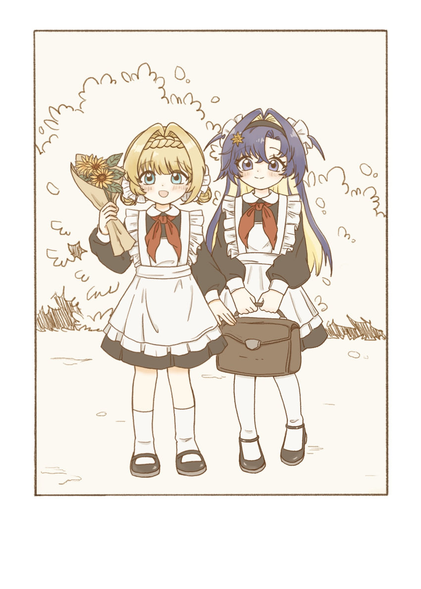 Safebooru - :d aged down alternate costume apron asymmetrical bangs bag black dress black ...