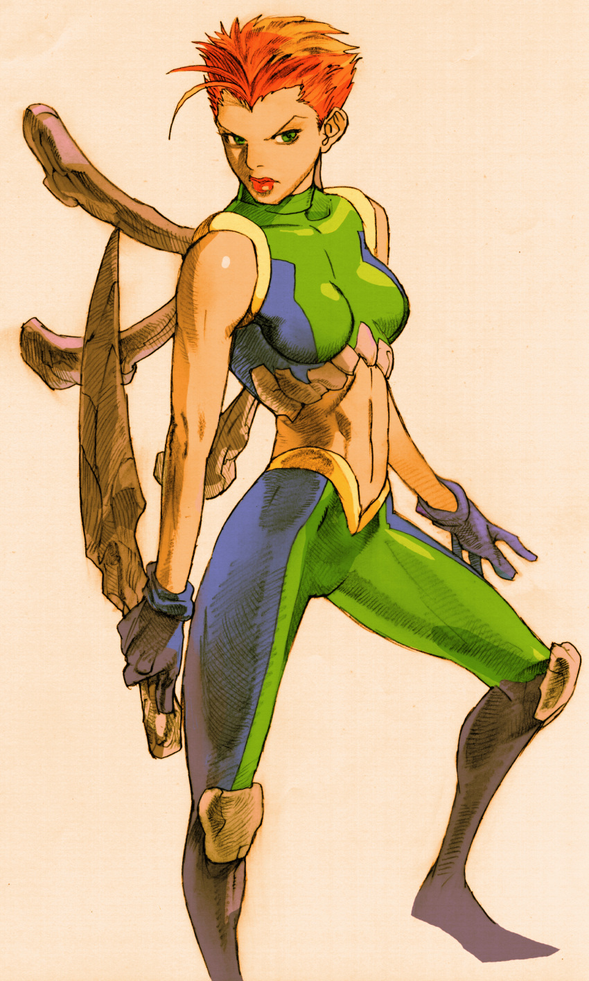 Safebooru - 1girl 2000 bare shoulders bengus bone bone weapon capcom game cg gloves green eyes ...
