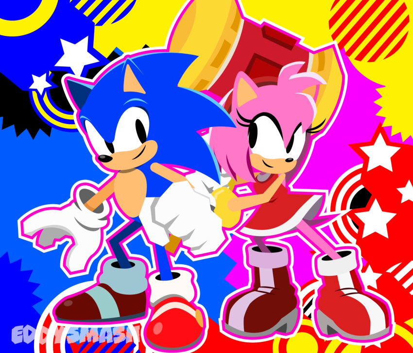 Safebooru - 1boy 1girl amy rose eddysmash2407 eyelashes hedgehog boy ...