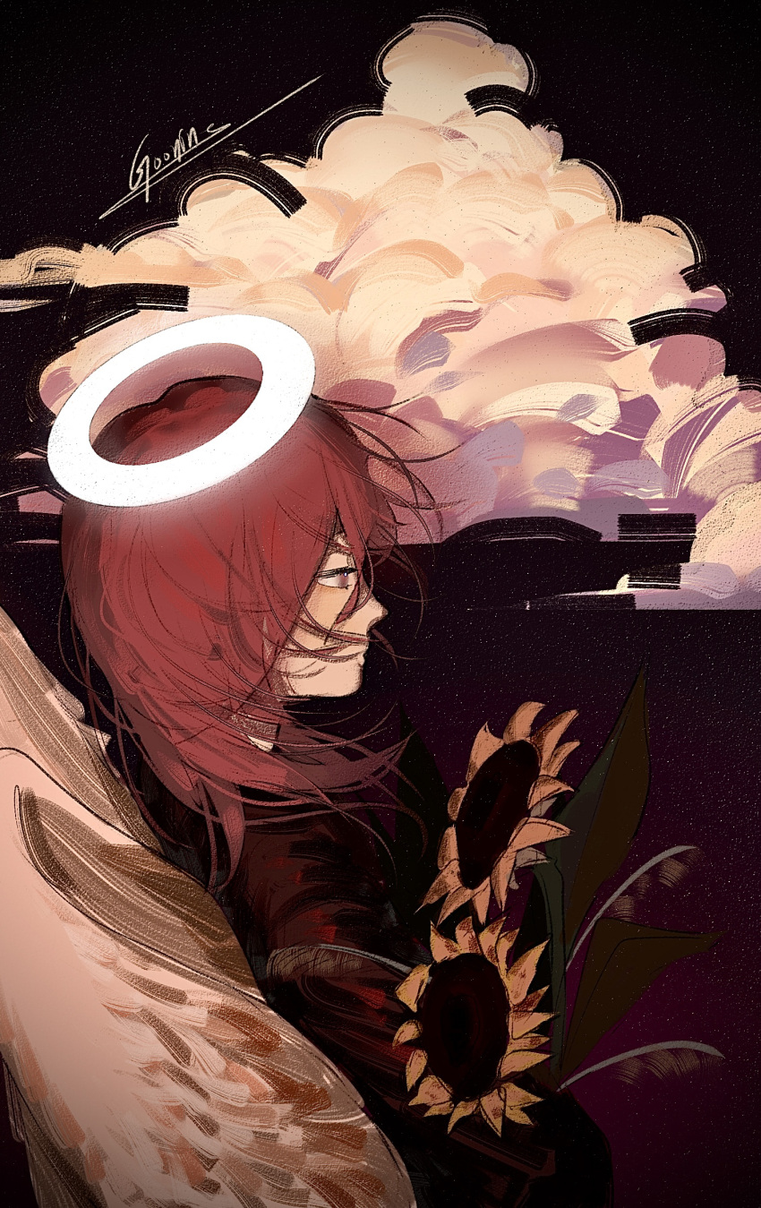 Safebooru - 1boy angel angel devil (chainsaw man) angel wings black suit chainsaw man clouds ...