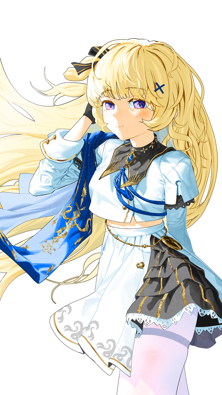 Safebooru - 1girl absurdres atzza a black collar blonde hair bow collar hair bow hair ornament ...