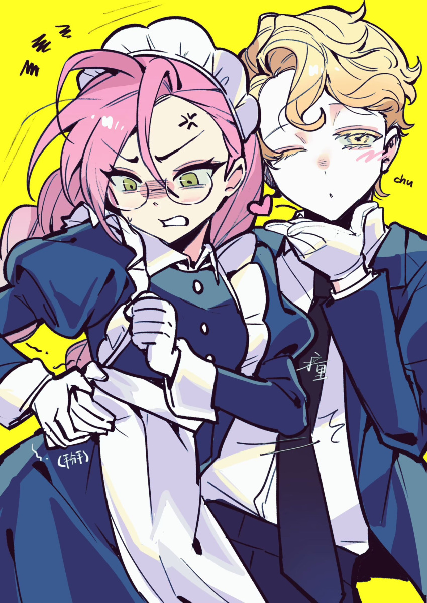 Safebooru - 1boy 1girl alien stage blonde hair blush butler dress ...