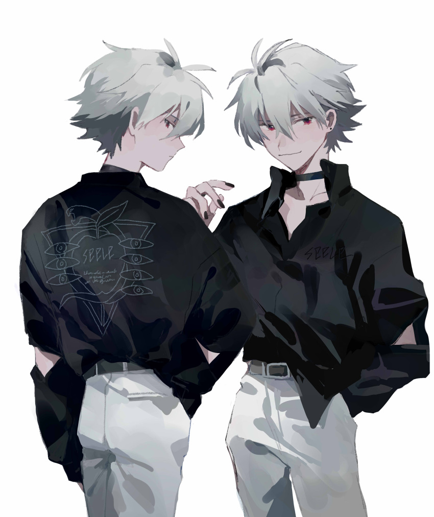 Safebooru - 1boy absurdres alternate costume belt black choker black nails choker collared shirt ...