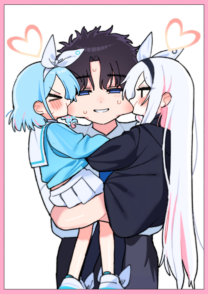 Safebooru - 2girls absurdres arona (blue archive) blue archive blue eyes blue hair highres je o ...