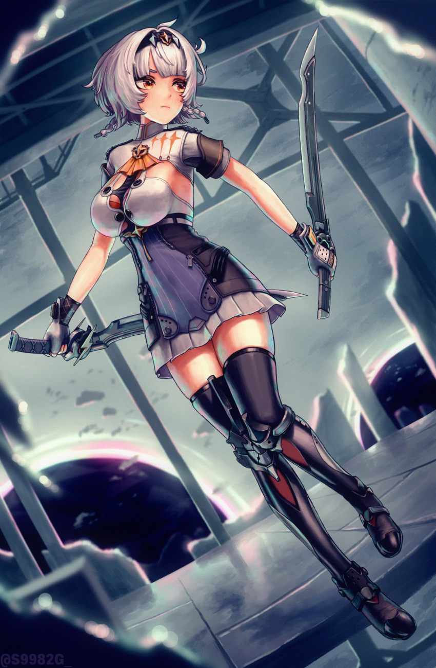 Safebooru - 1girl absurdres anby demara anby demara (silver soldier) black hairband braided ...