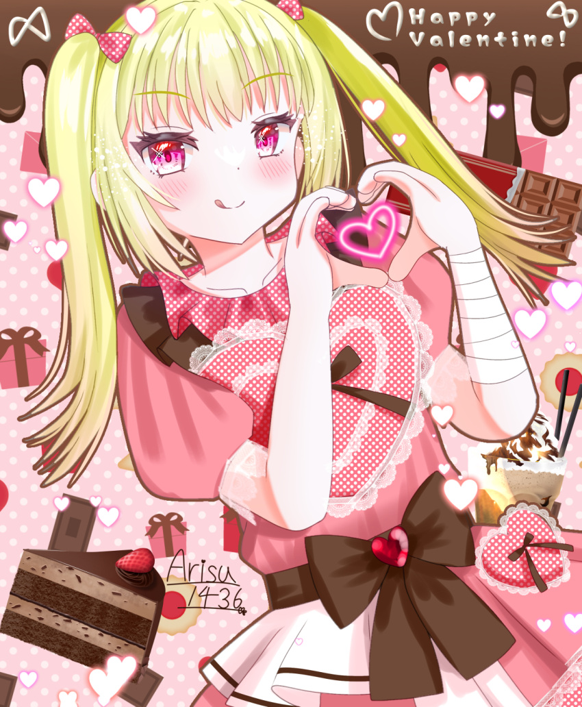 Safebooru - 1girl arisuuuuu.1436 chocolate heart highres ibispaint (medium) maid mimi ...