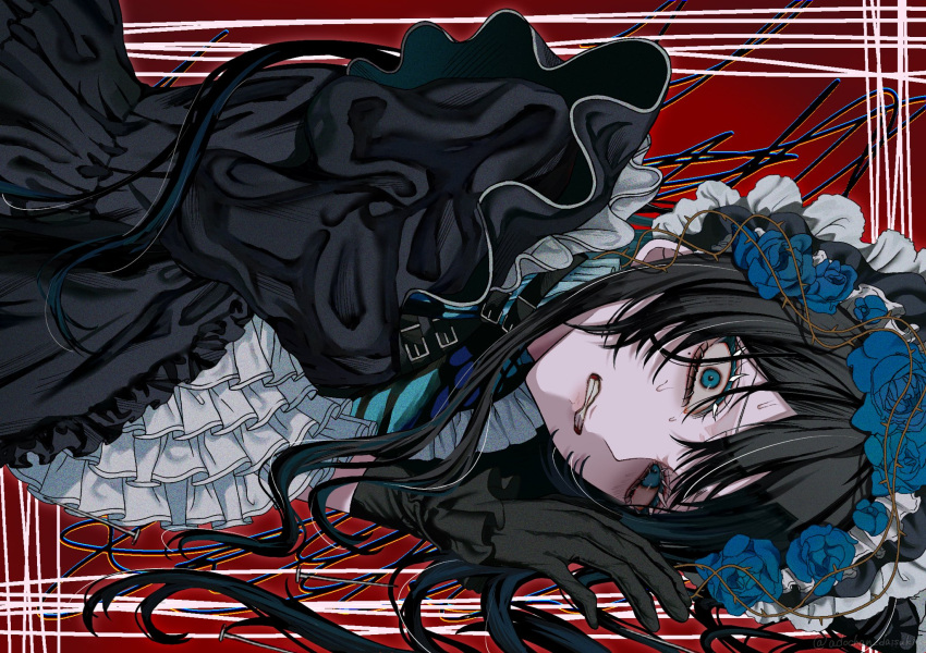 Safebooru - 1girl ado (utaite) aegyo sal aishite aishite aishite (vocaloid) black dress black ...