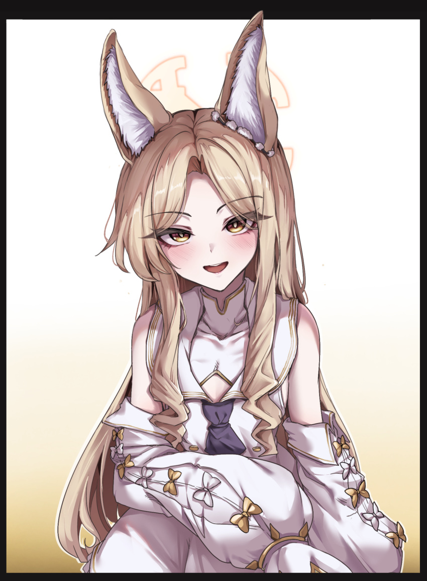 Safebooru - 1girl absurdres animal ear fluff animal ears ascot bare shoulders blonde hair blue ...