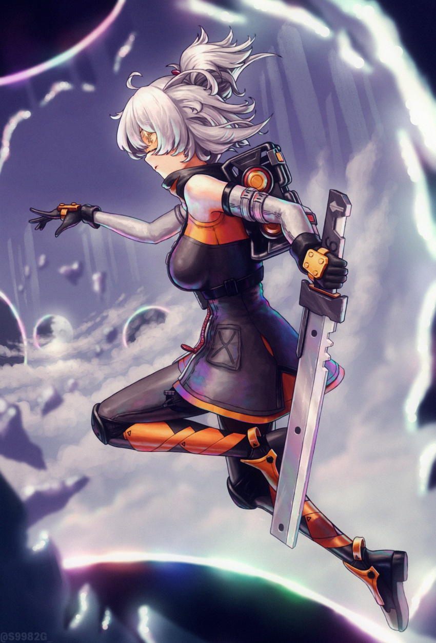 Safebooru - 1girl black gloves gloves goggles grey hair hair between ...