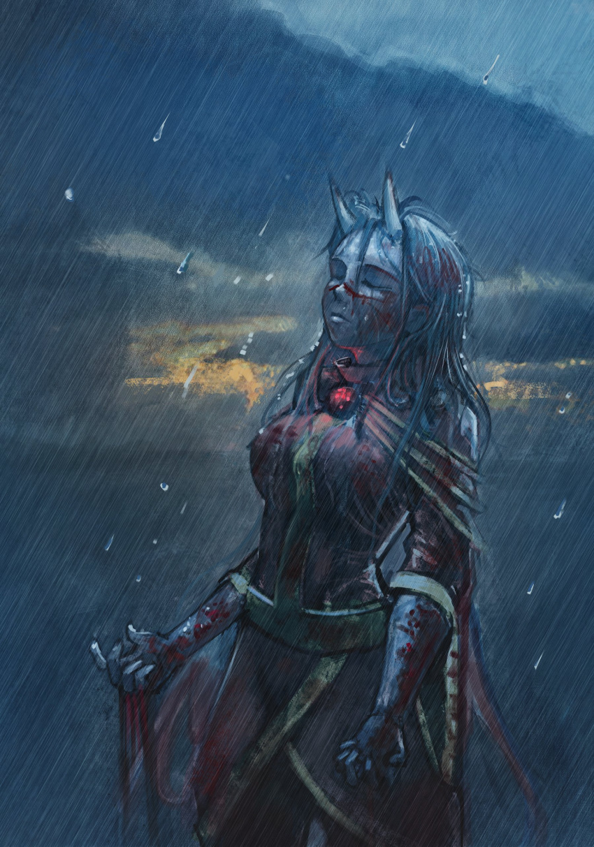 Safebooru - 1girl absurdres black hair blood blood on clothes breasts ...