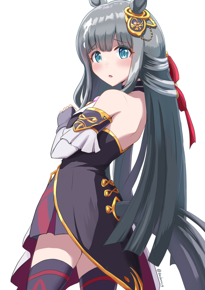 Safebooru - 1girl absurdres animal ears backless outfit becherry blue eyes blunt bangs blush ...