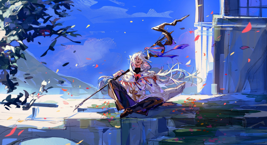 Safebooru - 1boy blue sky falling petals fate/grand order fate (series ...