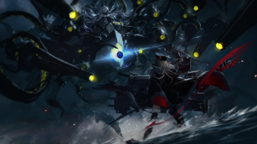 Safebooru - 2girls azur lane bismarck (azur lane) black cape black ...