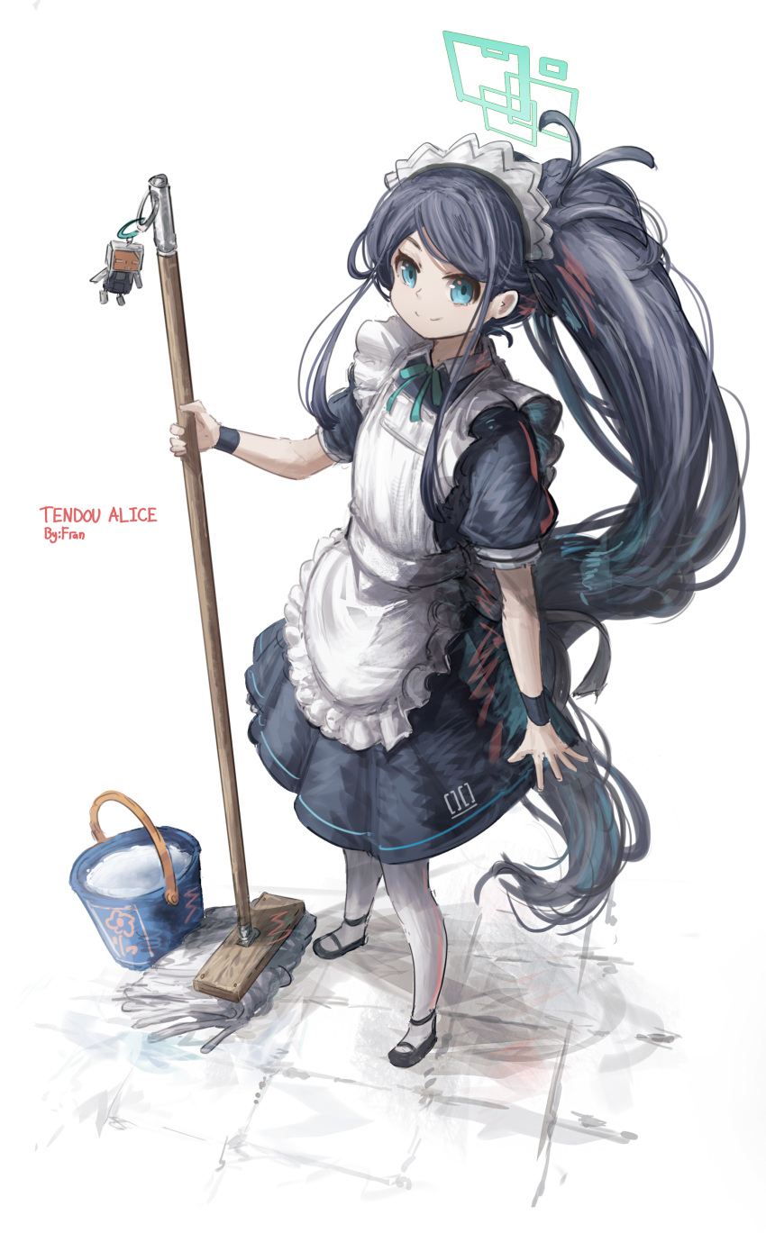 Safebooru - 1girl absurdres apron aqua halo aqua ribbon aris (blue archive) aris (maid) (blue ...