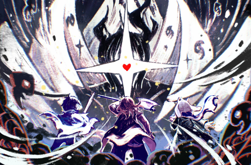 Safebooru - 1boy 1girl 3others animal ears axe deltarune fighting ...