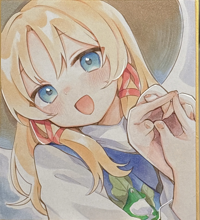 Safebooru - 1girl :d blonde hair blue eyes blush brown hat commentary ...