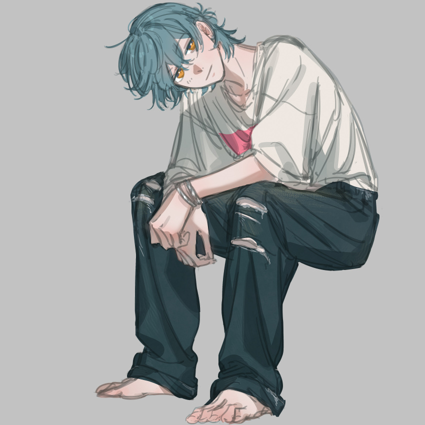 Safebooru 1boy Absurdres Aqua Hair Bracelet Closed Mouth Coke 6 9668