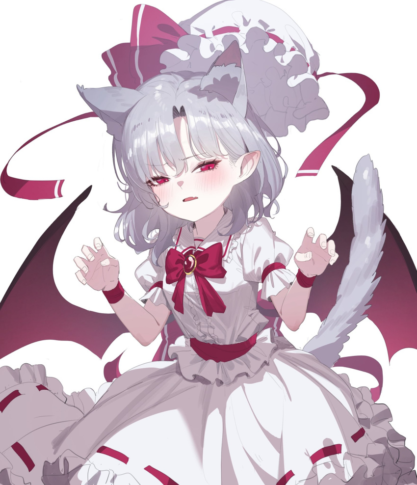 Safebooru - 1girl animal ear fluff animal ears bat wings blush bow ...