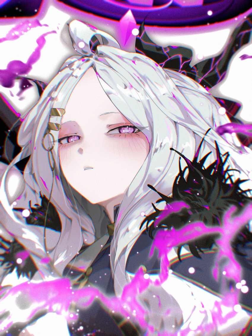 Safebooru - 1girl ahoge aura black coat black halo blue archive blush coat coat on shoulders ...